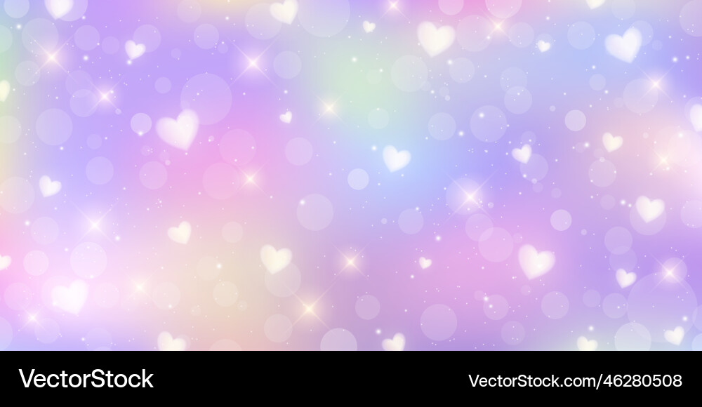 Pastel hearts background rainbow unicorn Vector Image