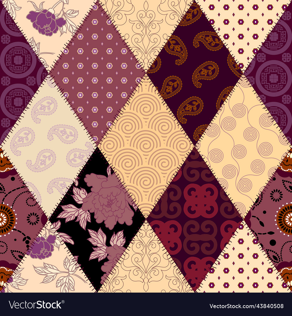 Patchwork textile pattern seamless quilting Vector Image