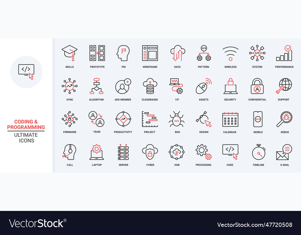 Support for computer software program code red Vector Image