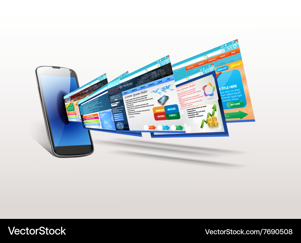 Telephone with of template website Royalty Free Vector Image