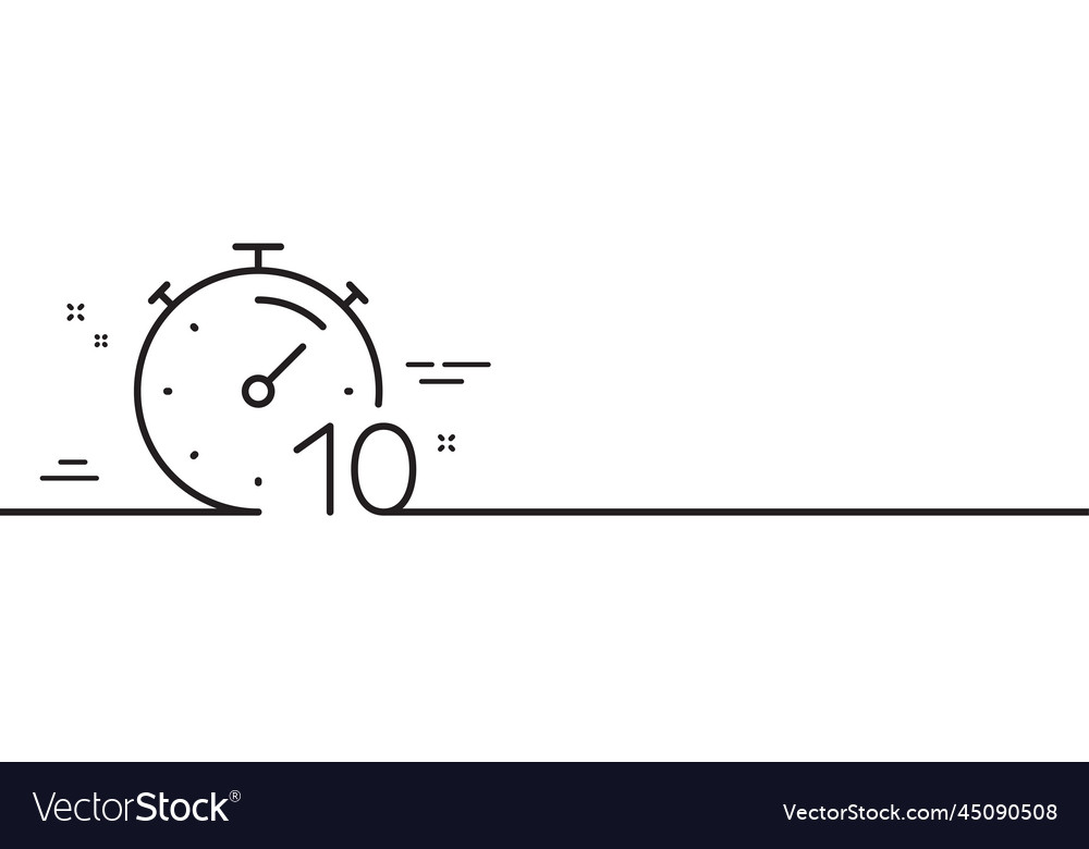 Timer 10 Minutes Line Icon Stopwatch Time Sign Vector Image