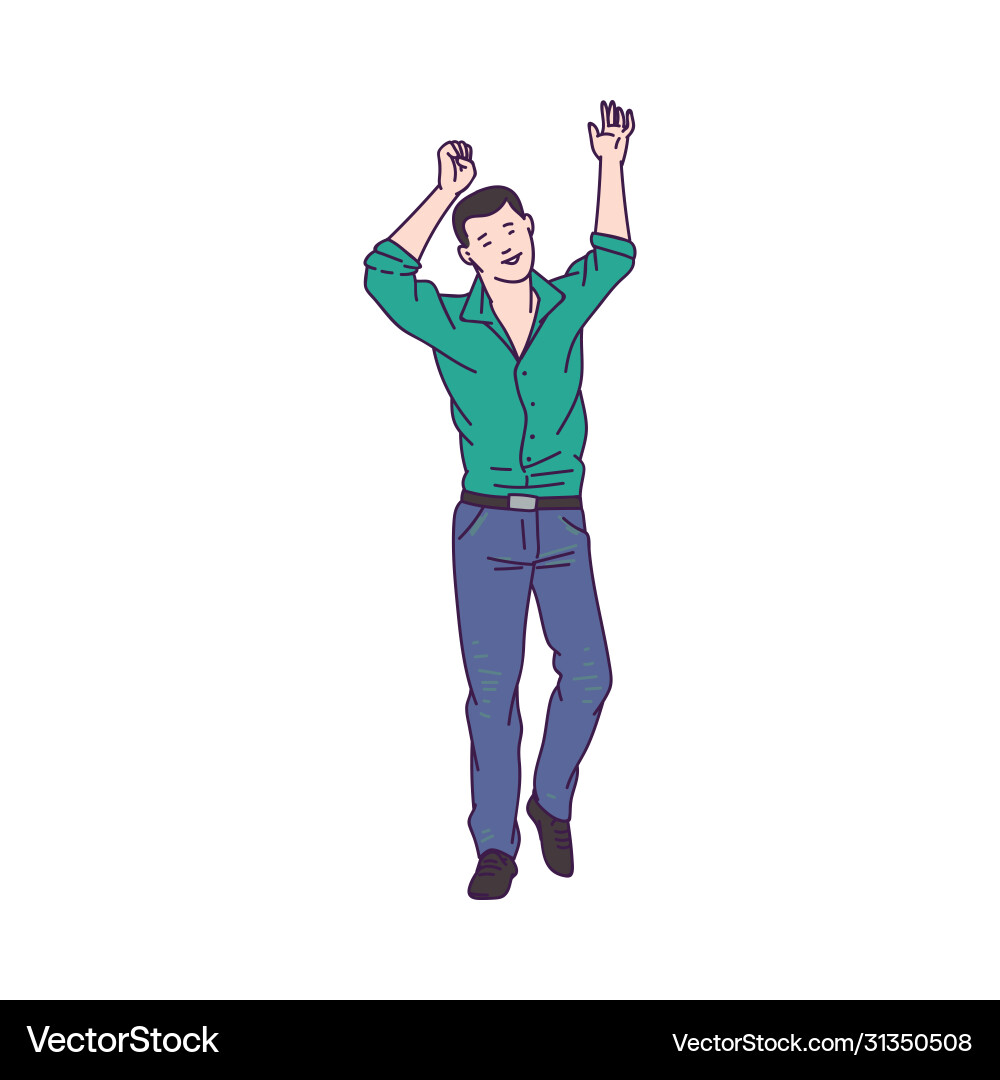 Young man or guy character dancing sketch cartoon Vector Image