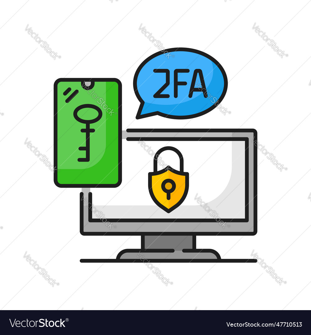 2fa two factor verification screen key and lock Vector Image