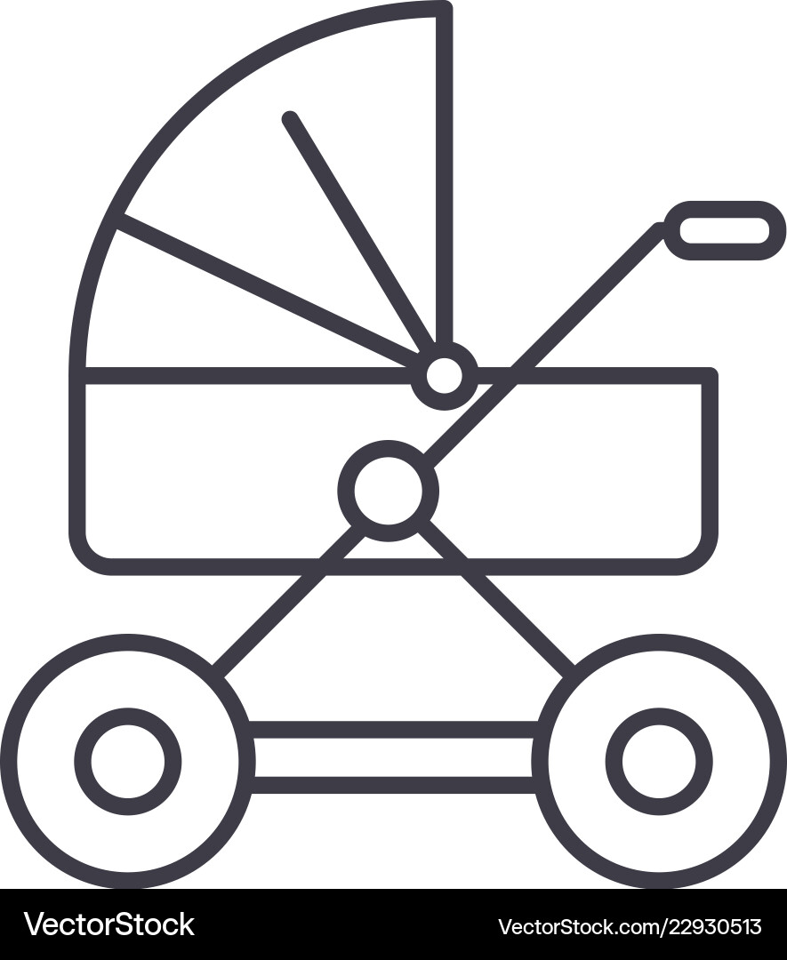Baby stroller line icon concept baby stroller Vector Image