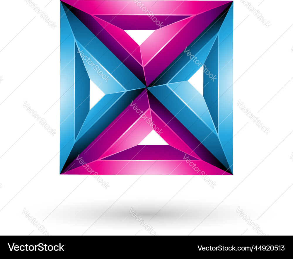 Blue and magenta 3d geometrical embossed square Vector Image