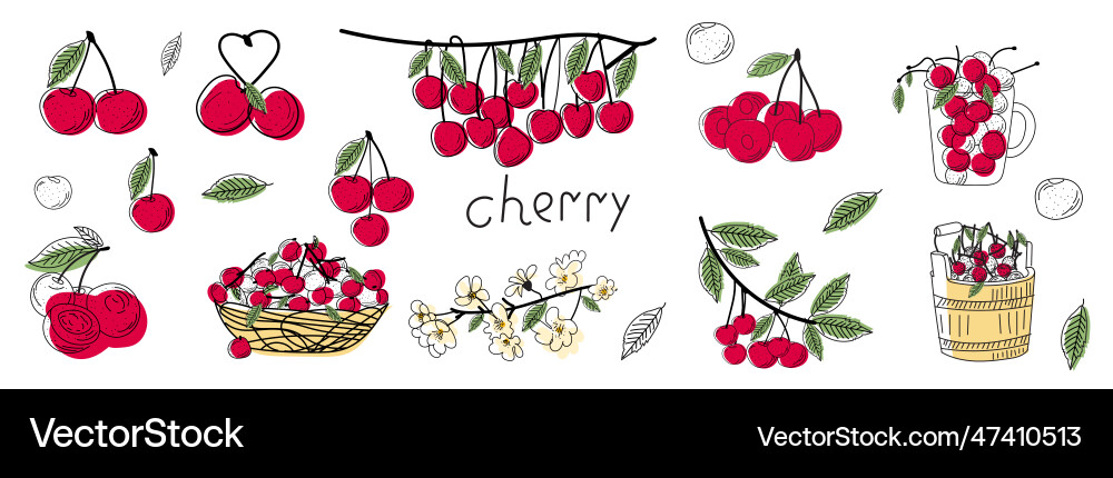 Cherry doodle stock Royalty Free Vector Image - VectorStock