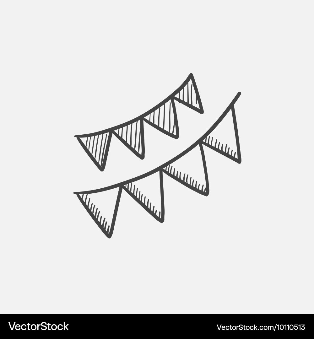 Christmas triangular flags sketch icon Royalty Free Vector