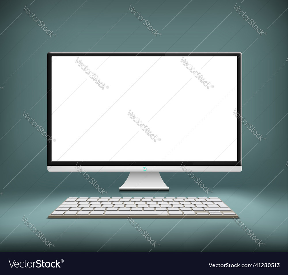 Computer monitor with white blank screen Vector Image