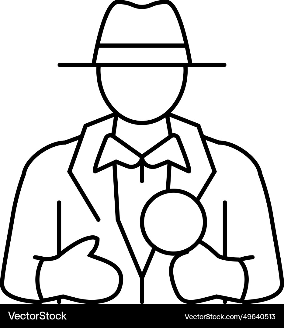 Detective search magnifying glass line icon Vector Image