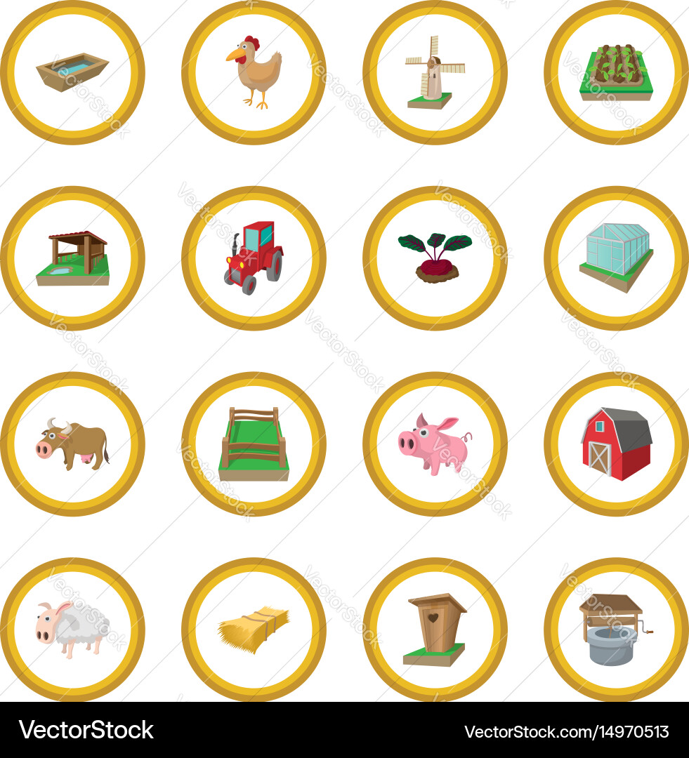 Farm cartoon icon circle Royalty Free Vector Image