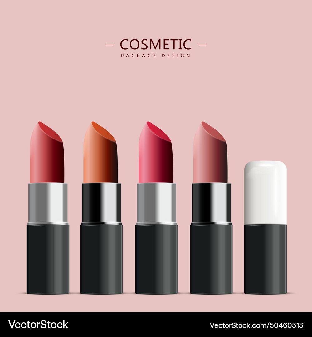 Fashion lipstick package collection Royalty Free Vector