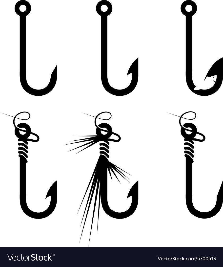 Fishing hooks set Royalty Free Vector Image - VectorStock