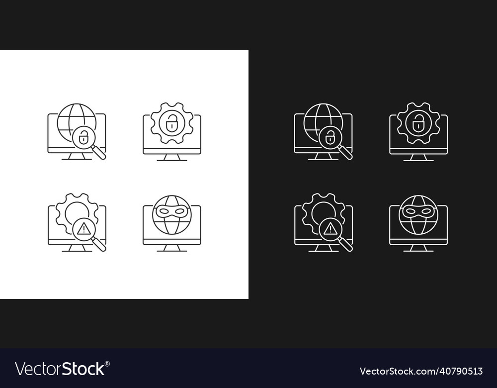 Illegal Activities Detection Linear Icons Set Vector Image