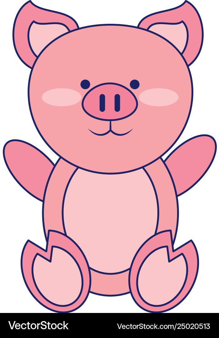 Pig cute animal blue lines Royalty Free Vector Image
