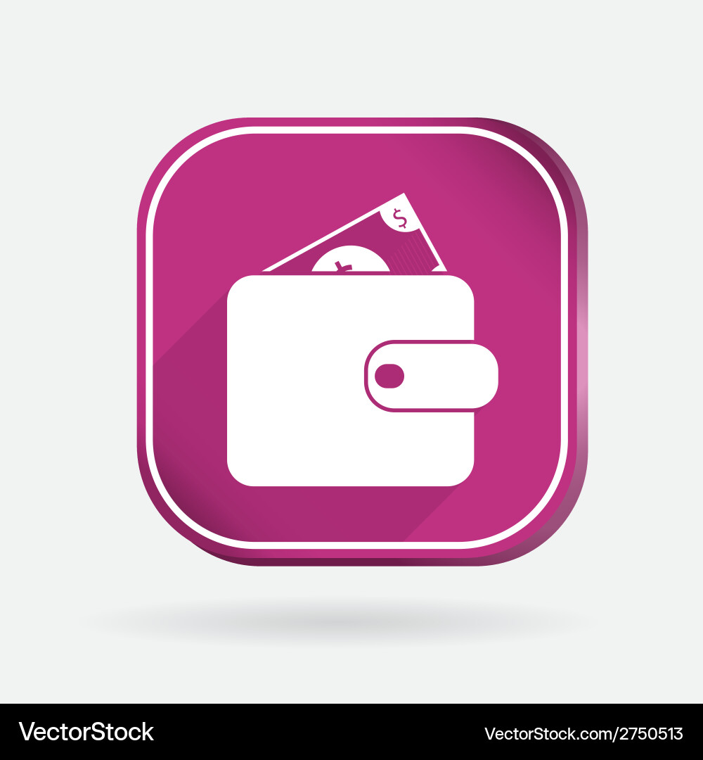 Purse sign color square icon Royalty Free Vector Image