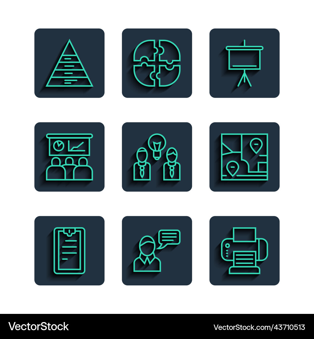 Set line clipboard with checklist speech bubble Vector Image
