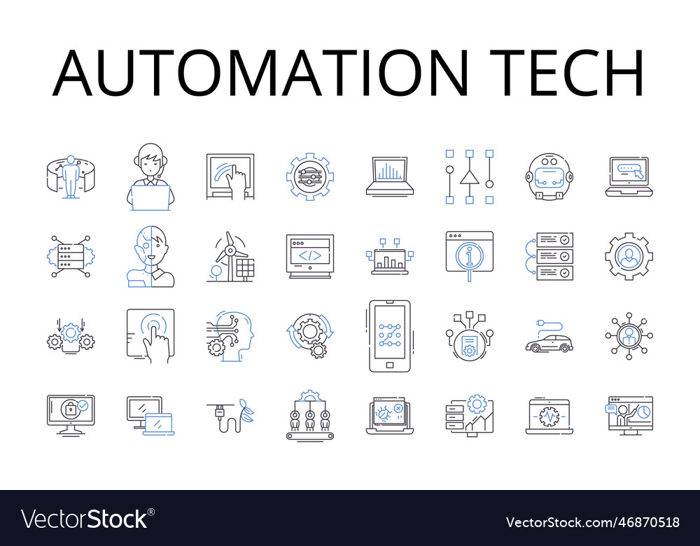 Automation tech line icons collection digital Vector Image