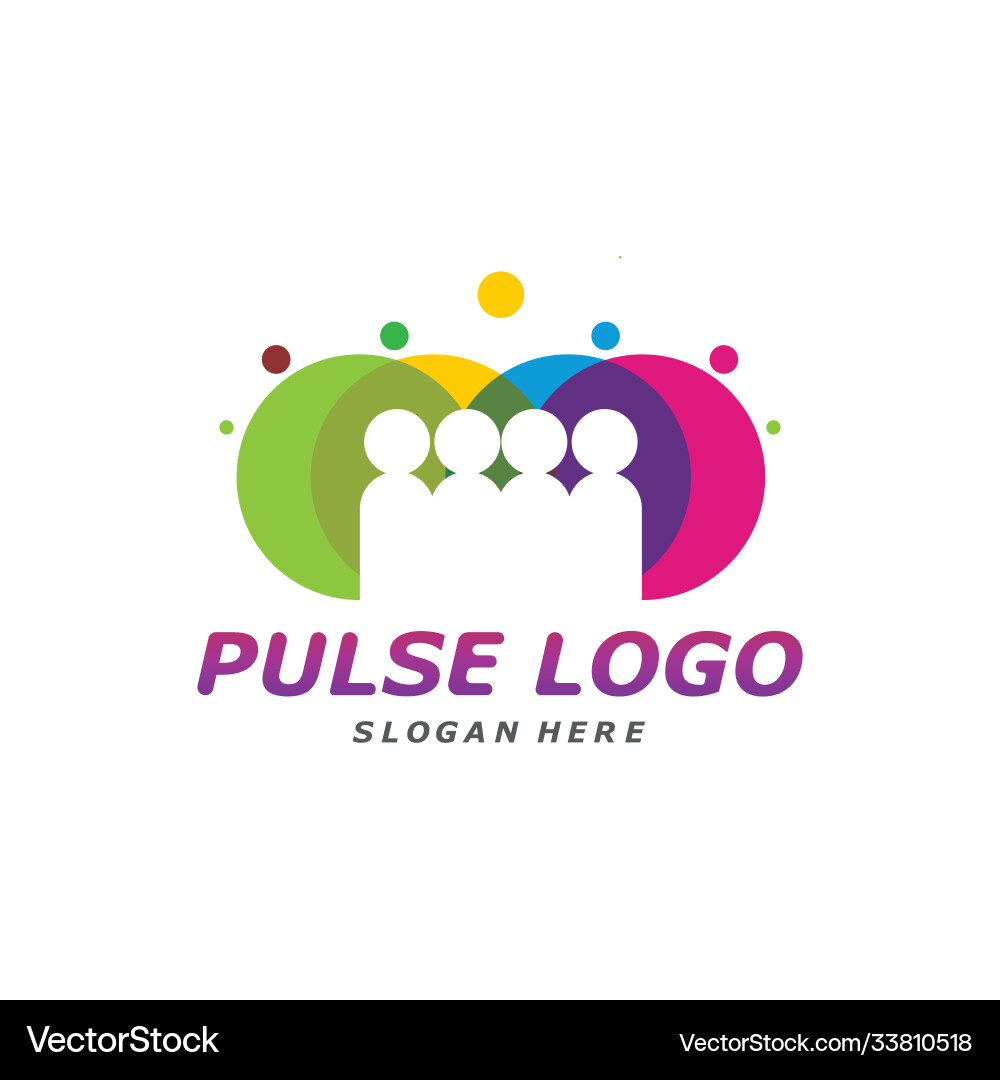 Colorful pulse logo design concept people beat Vector Image
