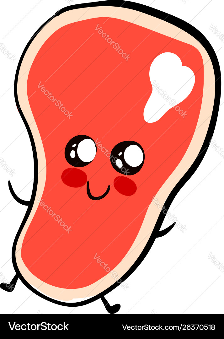 Cute meat with eyes on white background Royalty Free Vector