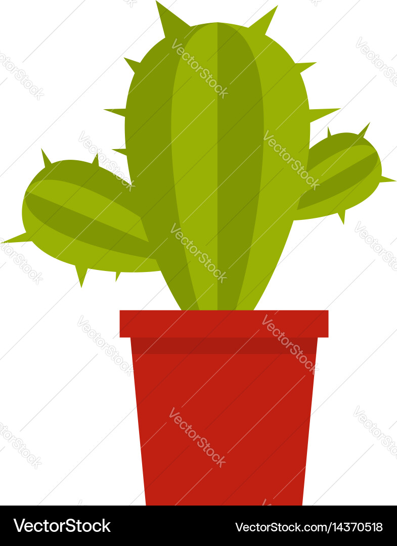 Green cactus in red pot icon isolated Royalty Free Vector