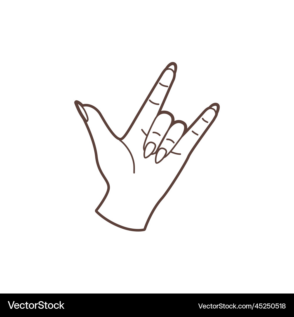Rock hand gesture in retro style Royalty Free Vector Image