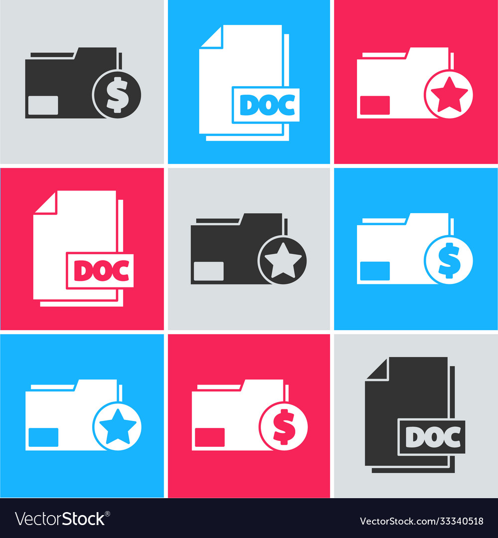 Set Finance Document Folder Doc File Document Vector Image