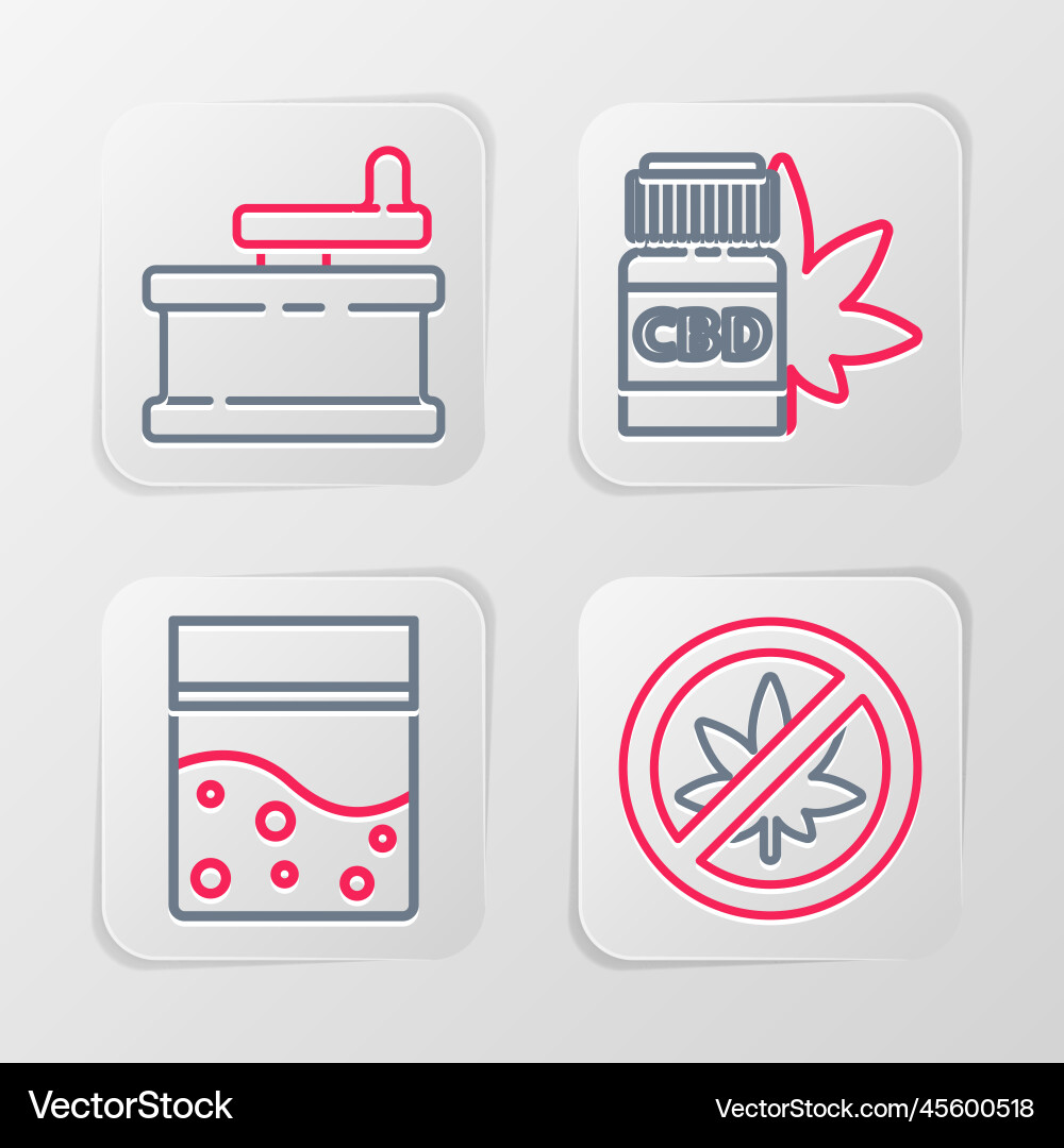 Set line stop marijuana or cannabis leaf plastic Vector Image