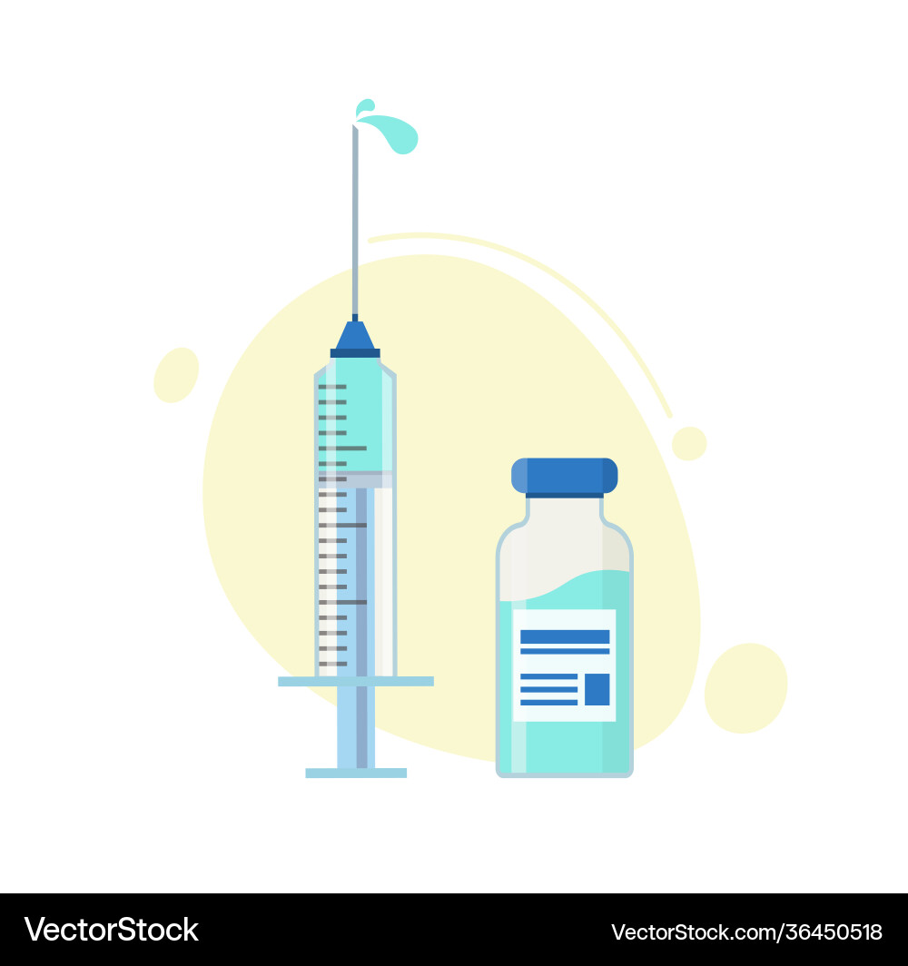 Vaccination concept icon syringe and injection Vector Image
