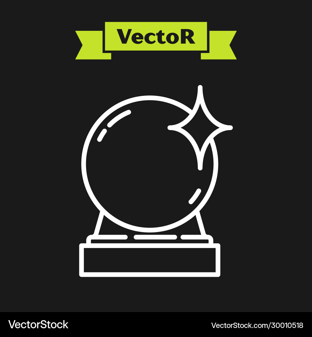 White line magic ball icon isolated on black Vector Image