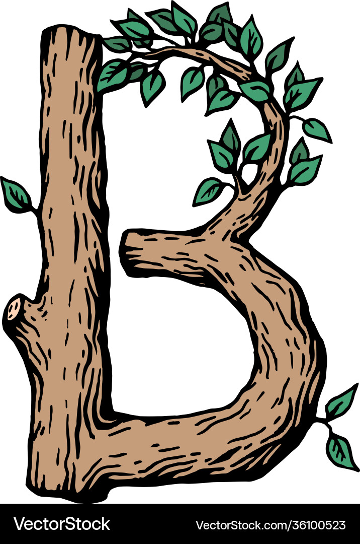 Colored engraving letter b made wood Royalty Free Vector