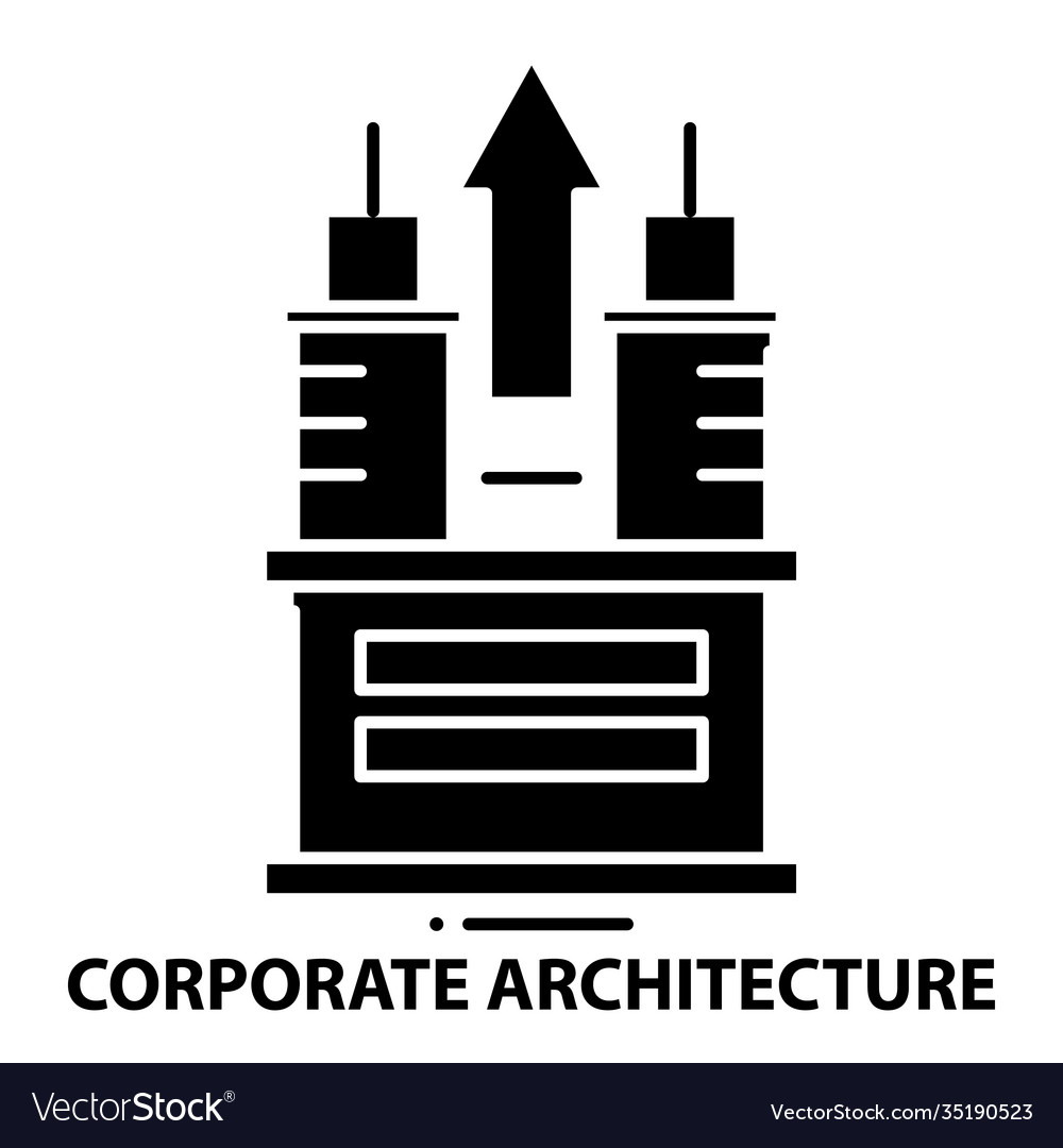 Corporate architecture icon black sign Royalty Free Vector