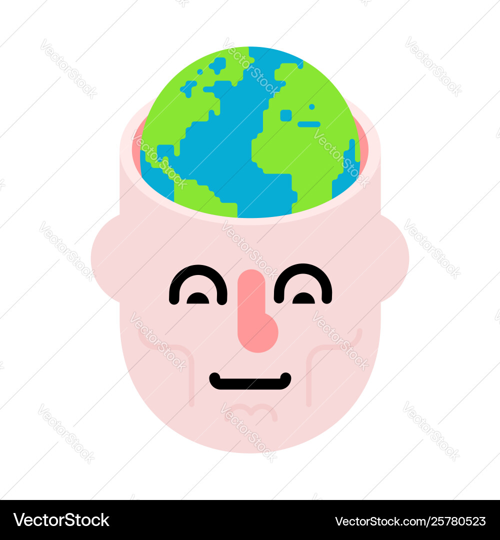 Earth in head open head and planet Royalty Free Vector Image