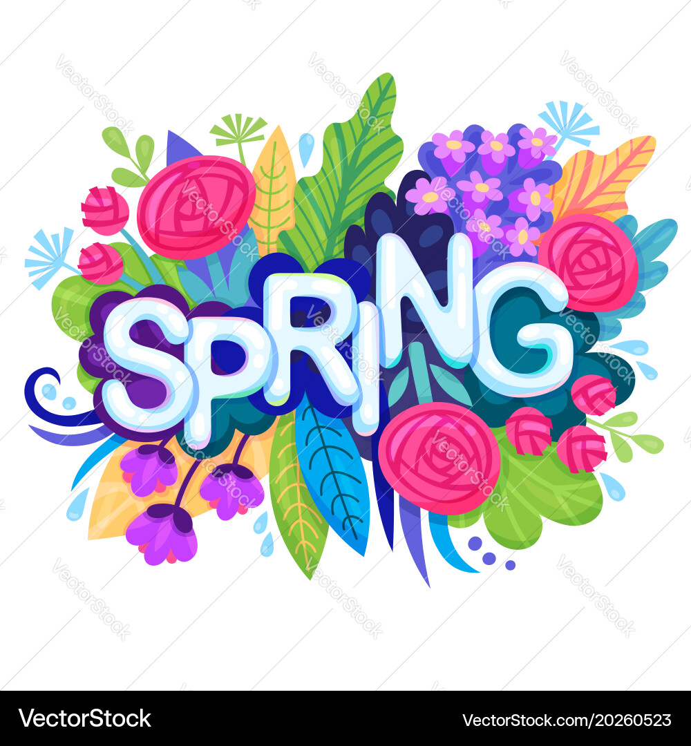 Fresh spring background with colorful flowers Vector Image