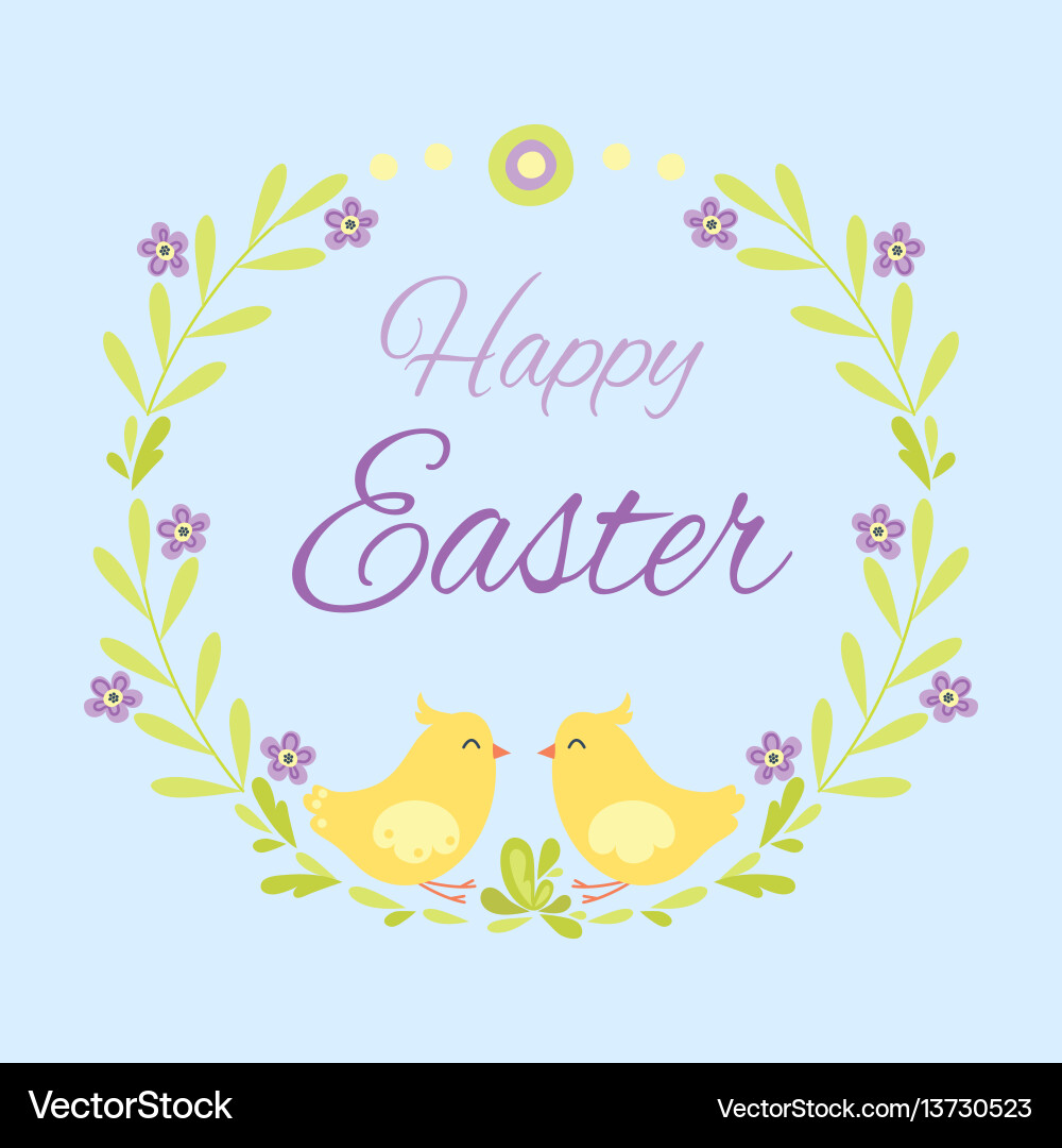 Happy easter hand drawn badge with lettering Vector Image