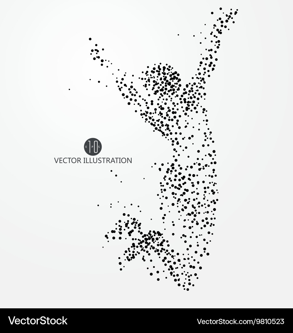 Jump man graphics composed of particles Royalty Free Vector