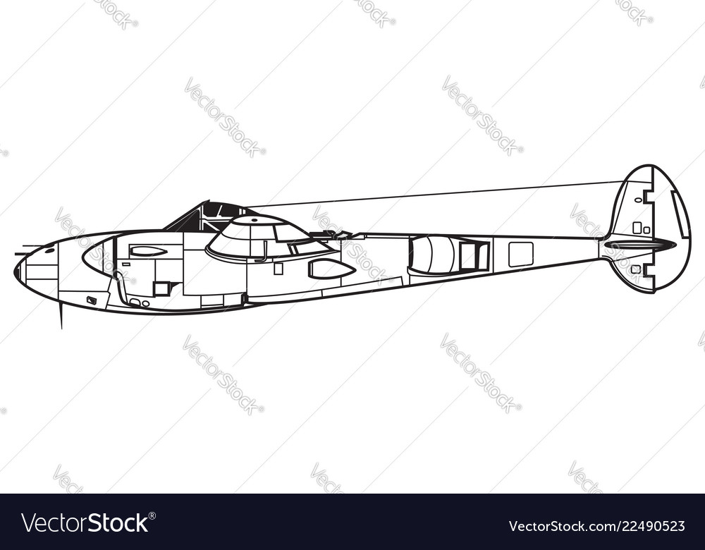 Lockheed p-38 lightning Royalty Free Vector Image