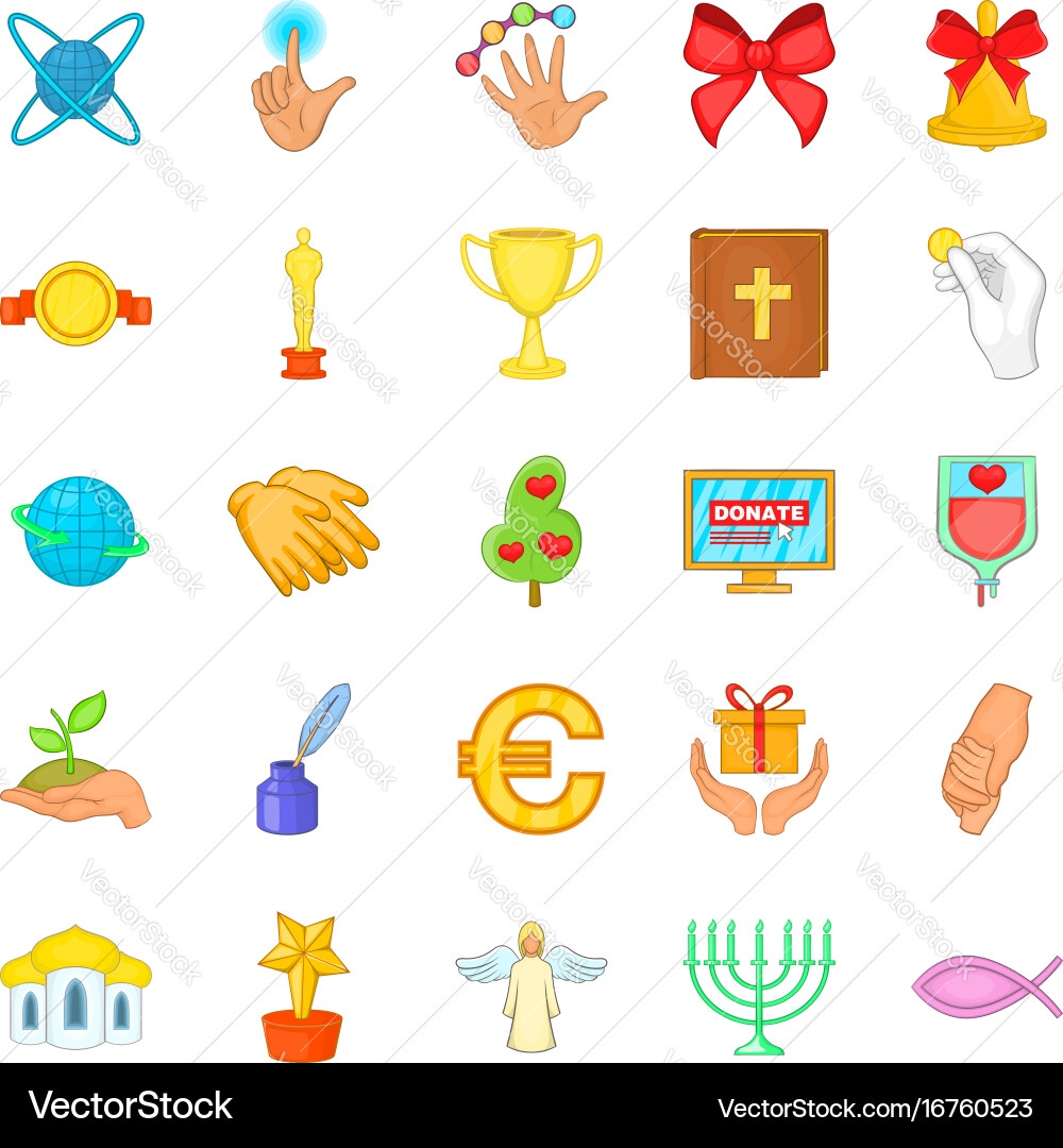 Offering icons set cartoon style Royalty Free Vector Image