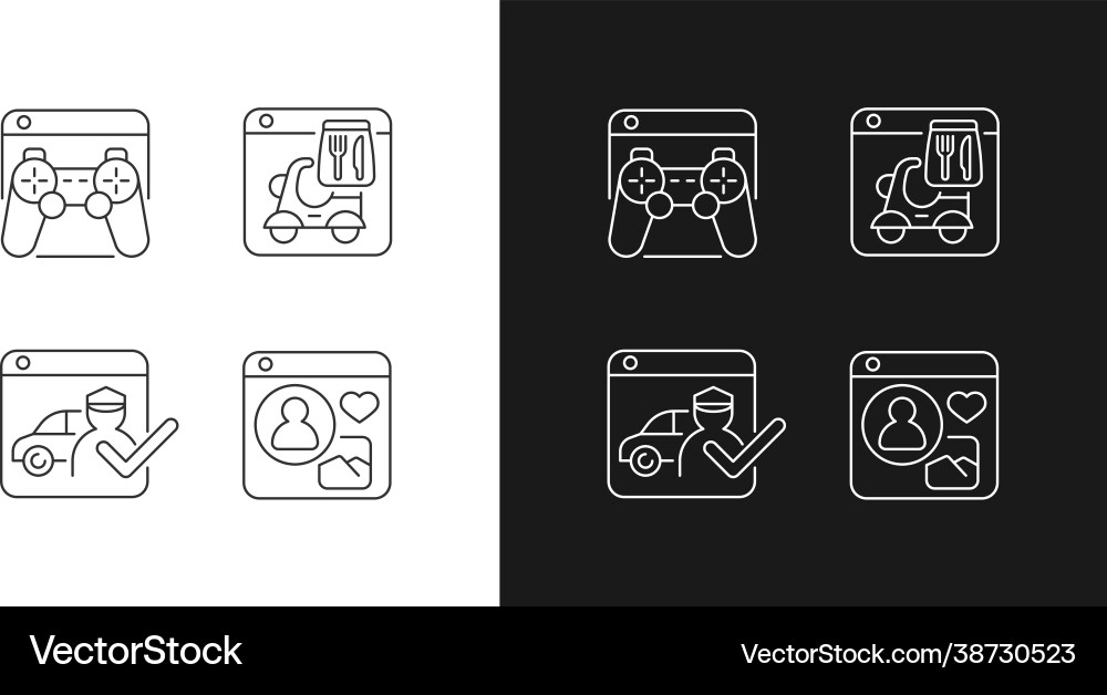 Platform business linear icons set for dark Vector Image