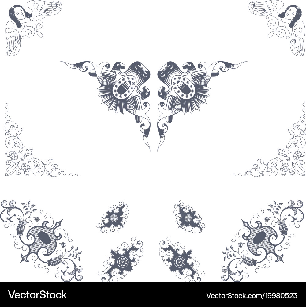Set of decorative corner ornaments Royalty Free Vector Image