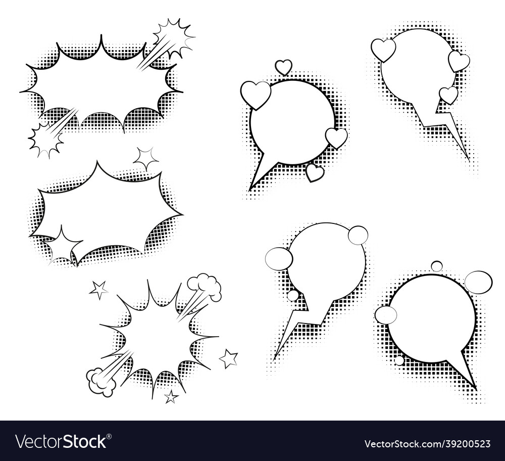 Speech bubbles with halftone shadows Royalty Free Vector