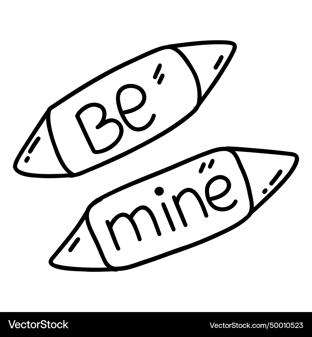 Two candies in wrapper with inscription be mine Vector Image