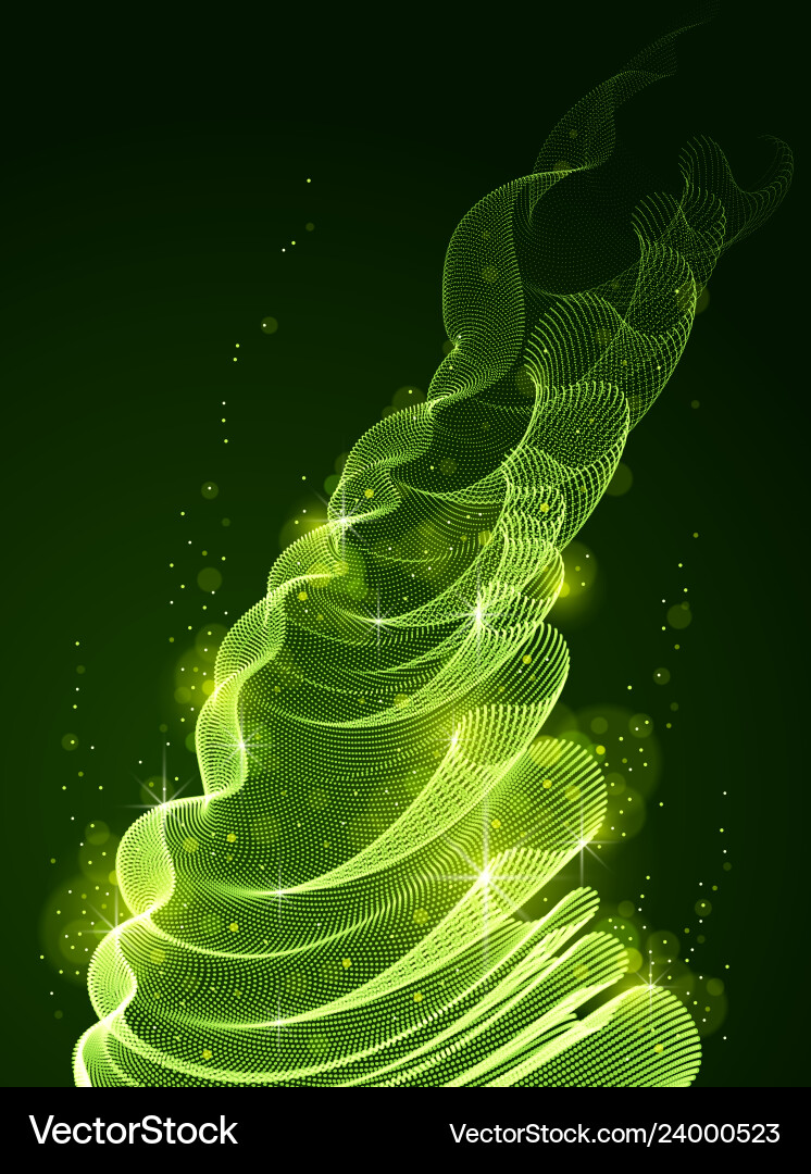 Wave of flowing magic particles over dark Vector Image