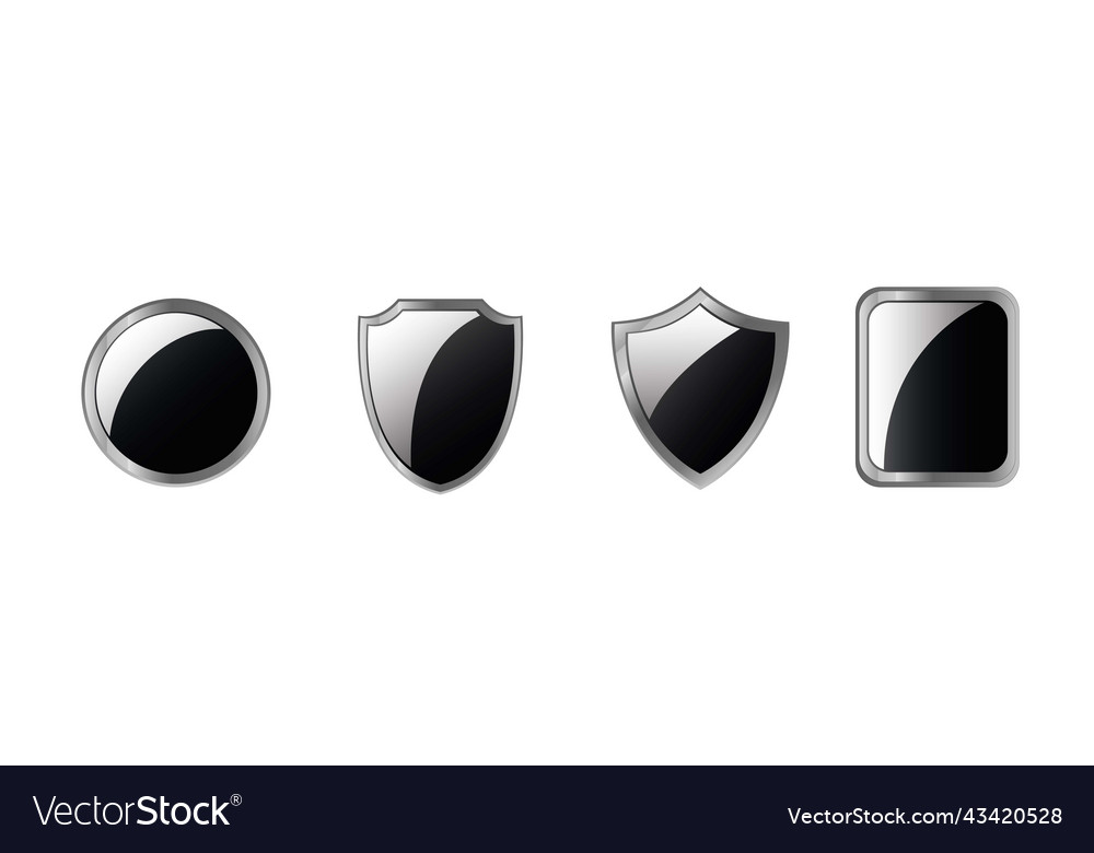 Black and white shields Royalty Free Vector Image