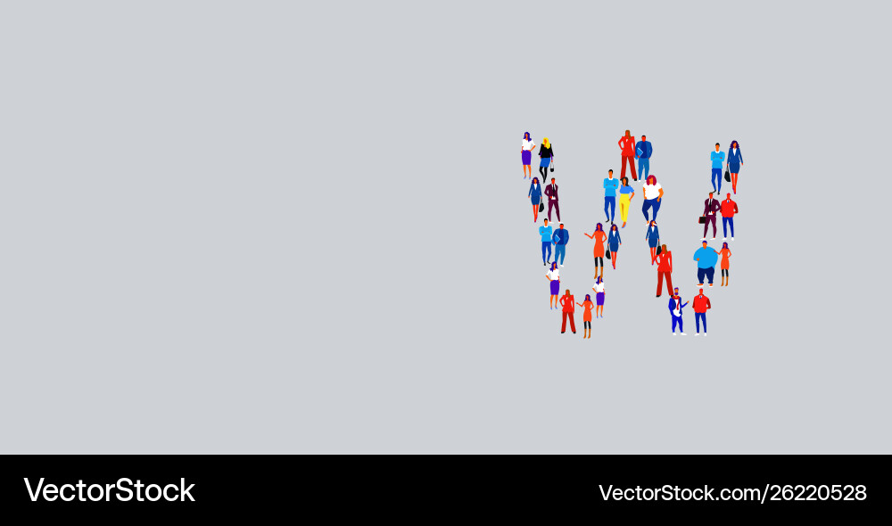 Business people crowd forming shape letter w Vector Image