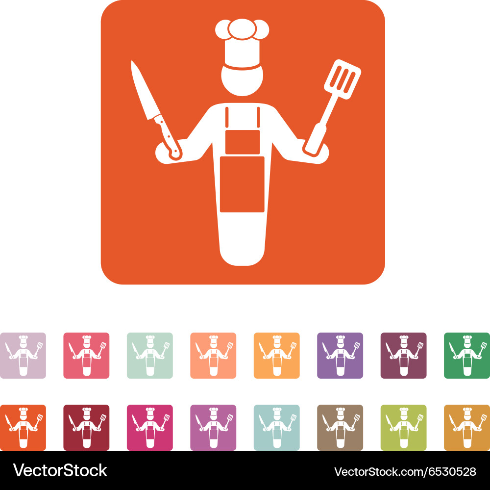 Cook icon chef and barbecue restaurant Royalty Free Vector