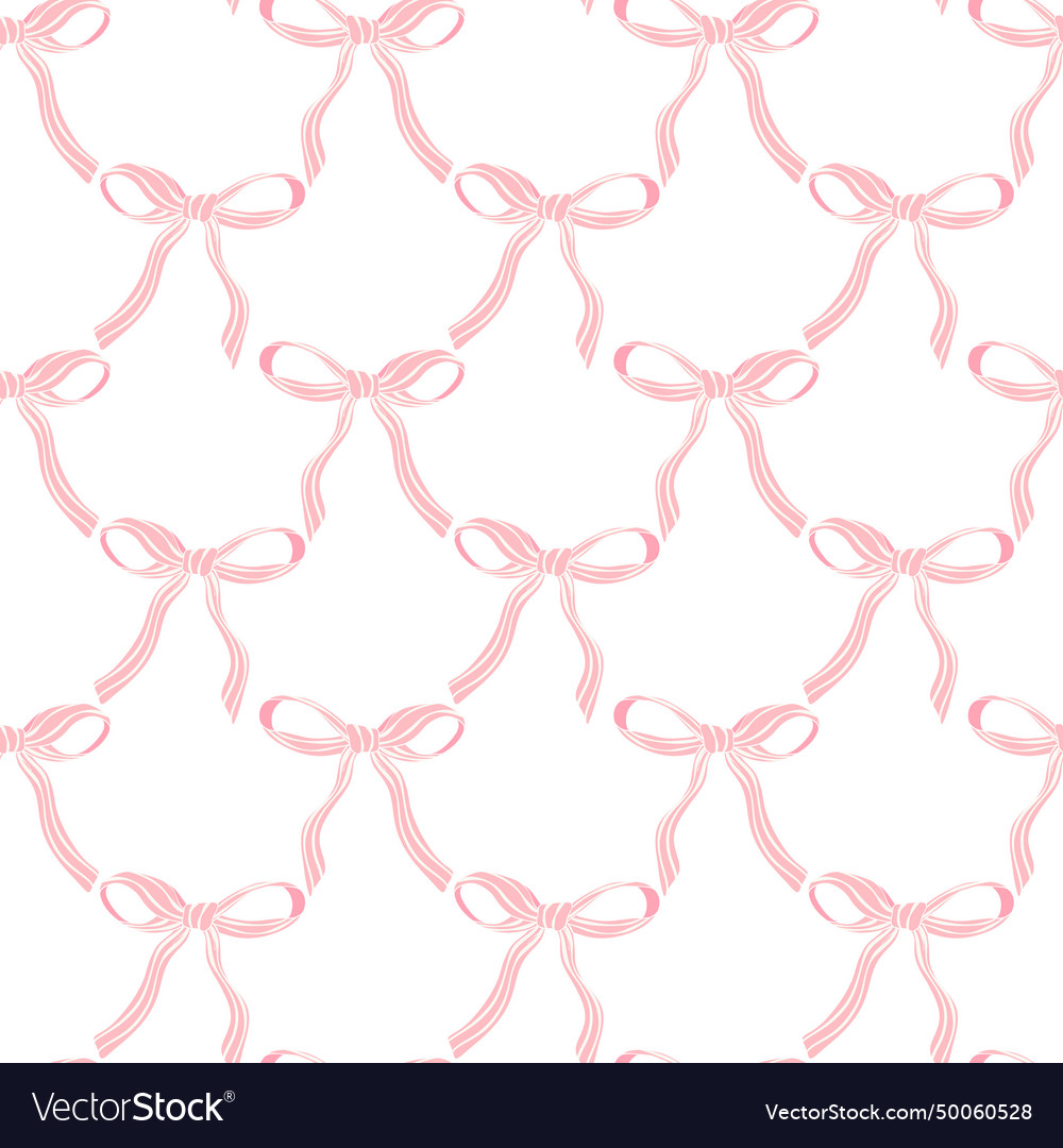 Cute coquette pattern seamless pink ribbon bow Vector Image