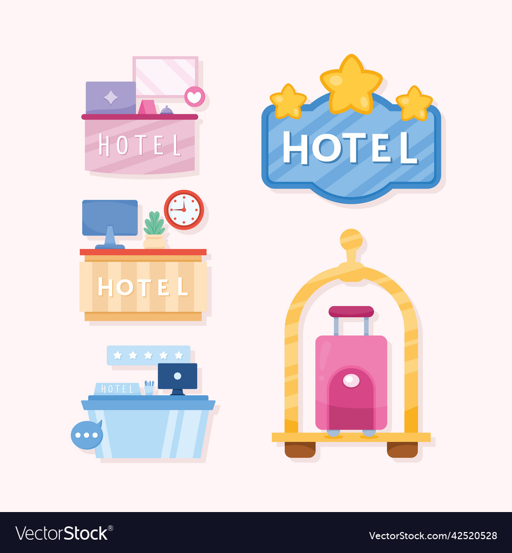 Five hotel service icons Royalty Free Vector Image