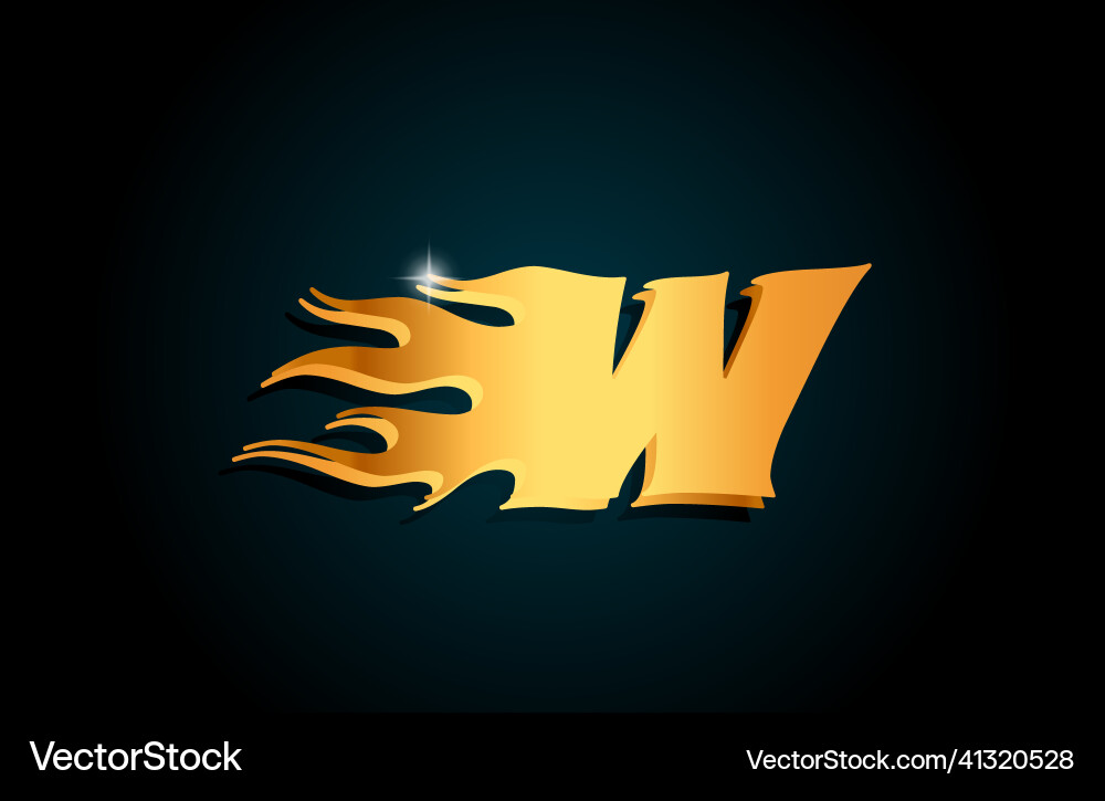 Gold w alphabet letter icon logo design creative Vector Image
