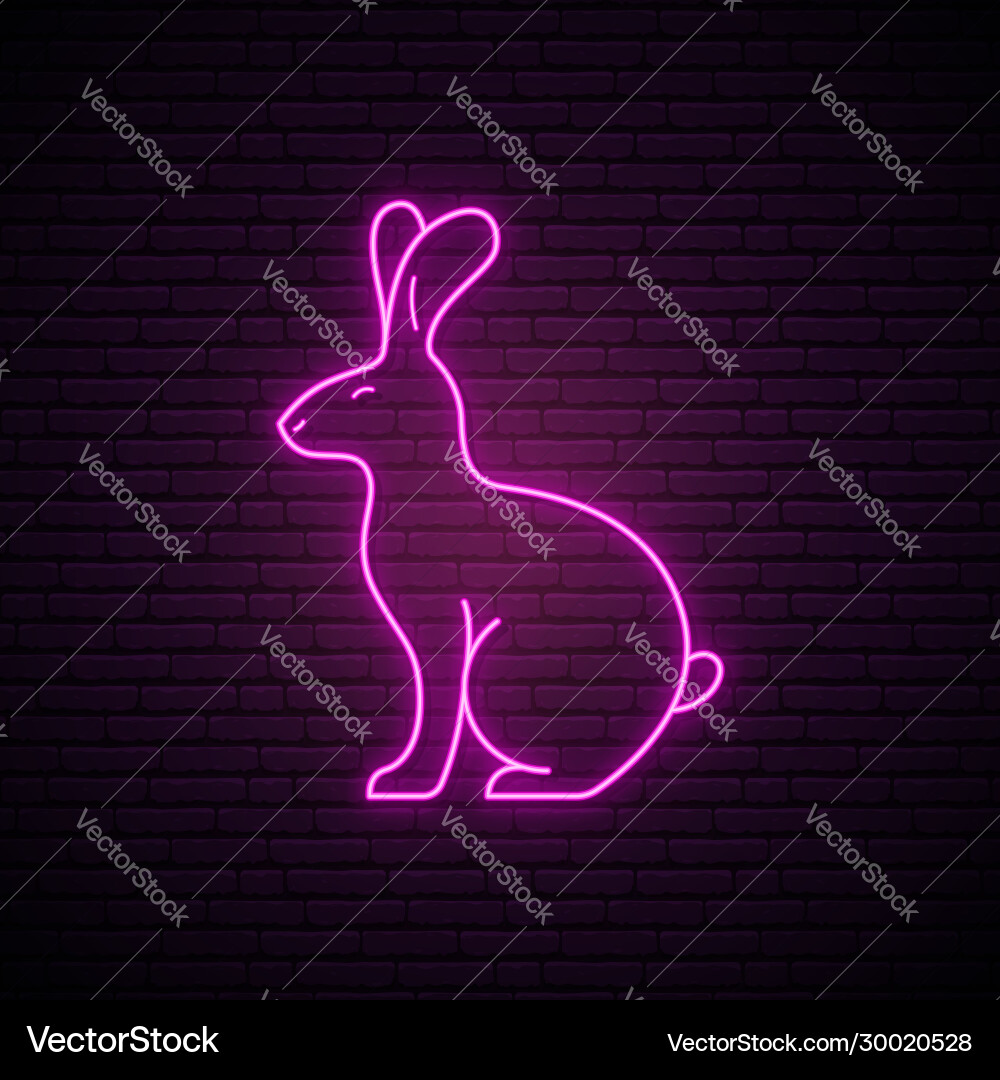 Hare neon sign glowing violet rabbit silhouette Vector Image