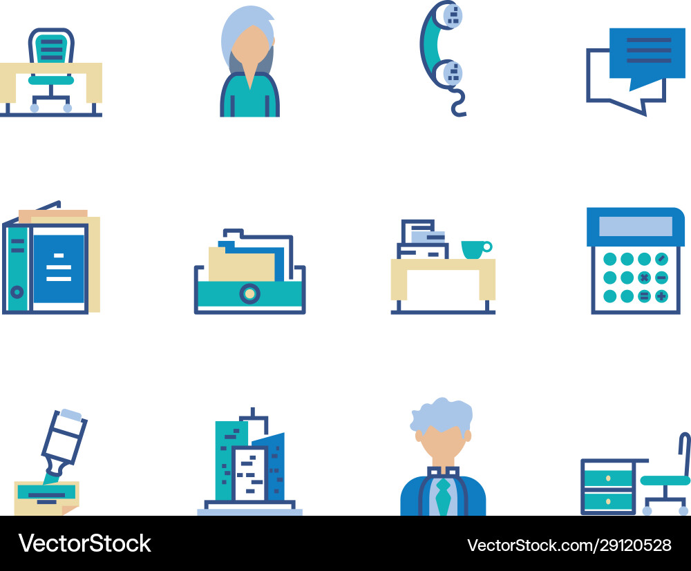 Isolated office and business icon set Royalty Free Vector